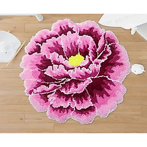 Judy Dre am Pink Peony Flower Area Rugs for Bedroom Kitchen Bathroom Floral Round Rugs Soft Bath Rug Mat Modern Washable Non-Slip Shower Bathtub Mat for Christmas Home Party