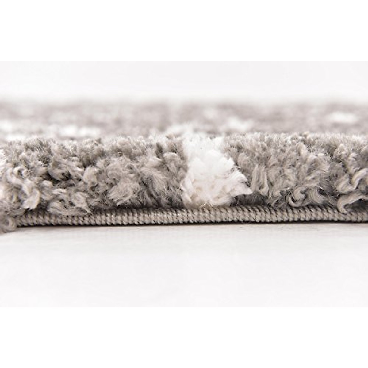 Unique Loom Rabat Shag Collection Area Rug - Marble (5' 1" x 8' Rectangle, Gray/ Ivory)