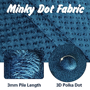 Homiest Minky Dot Fabric by The Yard, 2 Yards x 60 Inch Wide Soft Plush Fabric Light Navy Blue Fleece Fabric, Cuddle Minky Fabric for Blanket, Pillow Covers, Clothing Making, Scarf, Beanie