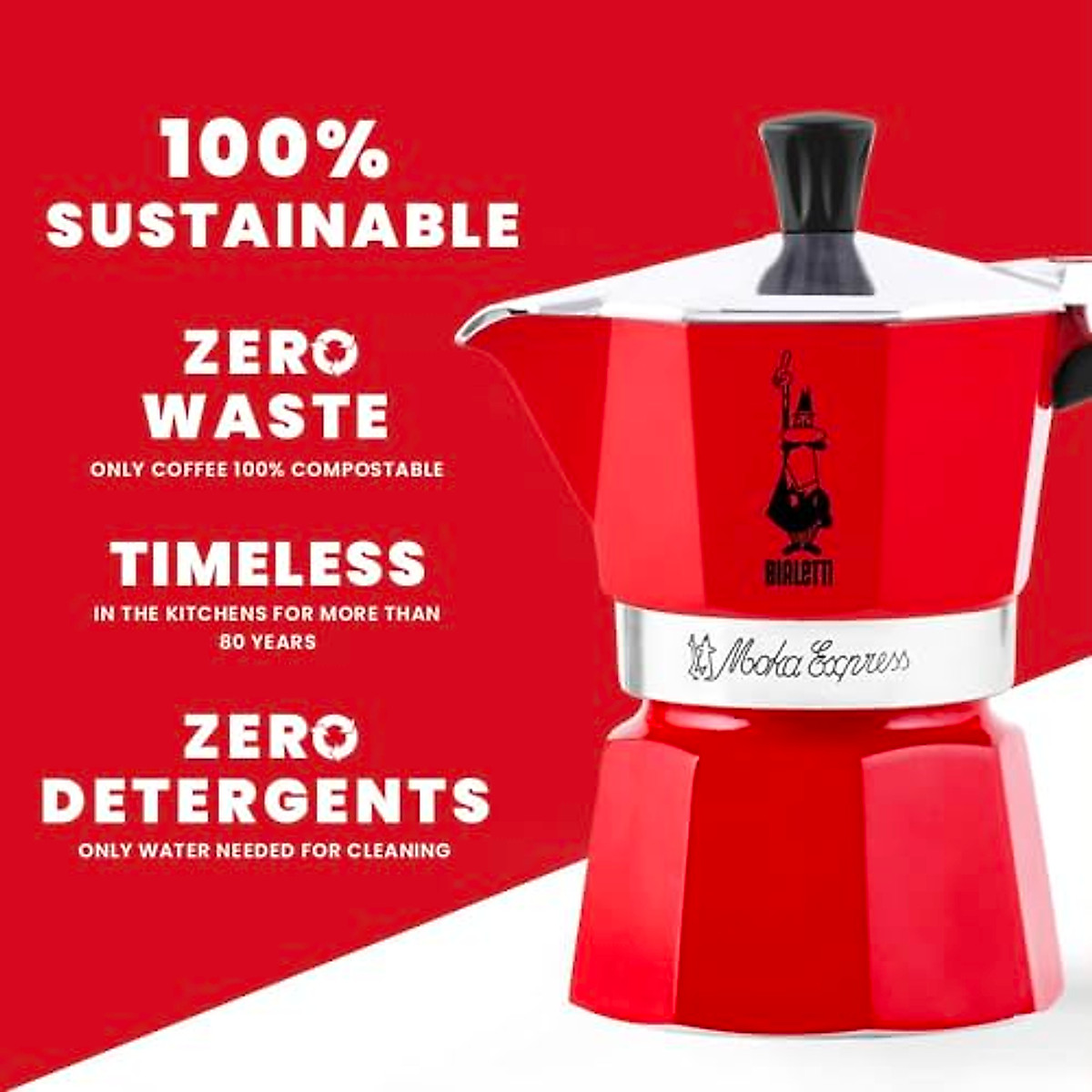 Bialetti 4942 Moka Express Espresso Maker,3 cups Red