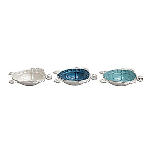 Deco 79 Aluminum Turtle Serving Bowl, Set of 3 8"W, 2"H, Silver