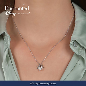 Jewelili Disney Princess Rapunzel Inspired Dancing Diamond Pendant Necklace for Women with 1/20 CTTW Diamond in Sterling Silver Enchanted Disney Fine Jewelry