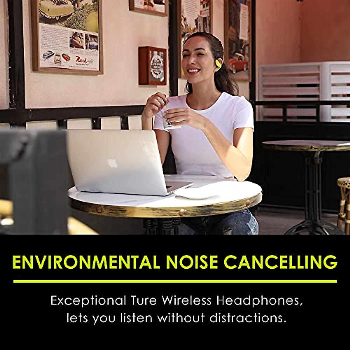 PALOVUE Wireless Earbuds Bluetooth 5.2 Headphones, Noise Cancelling and Waterproof Ear Buds with Earhooks Compatible for iPhone Android for Sport Workout Running