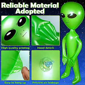 4 Pieces 63 Inch 35 Inch Inflate Alien Jumbo Alien Giant Inflatable Alien Blow up Alien Inflate Toy for Party Decorations, Birthday, Halloween, Alien Theme Party (Green)