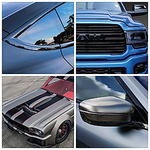 Spurtar Gloss Black Vinyl Wrap 4 Inch x 20ft Air-Release Adhesive Car Vinyl Tape Chrome Delete Wrap Roll DIY Car Exterior Decoration Door Edge Guard Vehicle Detailing Paper 10CM x 6M