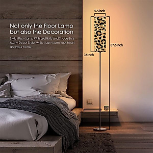 RZNTJHUINA Modern Standing Lamps Faux Leopard Skin Pattern Black Brown Spots Hand Painted Minimalist Floor Lamp Metal Pole Lamp with Linen Lampshade for Bedroom Living Room Office Nursery Reading