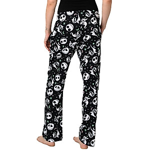 Disney Womens Lounge Pants Pajama Bottoms AOP (Jack Skellington & Zero, 1X)