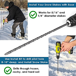 Polar Snow Products 12" Driveway Stake Installation Bit -Easily Install Your Snow Stakes in Frozen and Rocky Soil