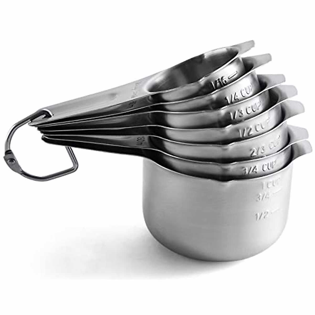 Spring Chef - Stainless Steel Measuring Cups, Kitchen Tools with Easy to Read Markings for Measuring Dry or Liquid Ingredients, Set of 7