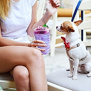 3 Pack Iced Coffee Cup Sleeve for Large Sized Cups, Reusable Neoprene Iced Coffee Cup Holder for Hot Cold Drinks, Compatible with Starbucks, Dunkin Donuts, and More（Purple Marble）