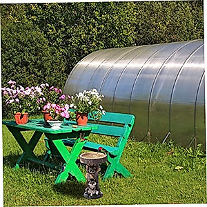 Naisicore Birdbath, 21cm/8.3inch Resin Raccoon Woode Stake Bird Feeder Statues, Standing Animal Bird Bath Tray, Garden Landscape Decorative Ornament for Patio Yard Lawn Decoration