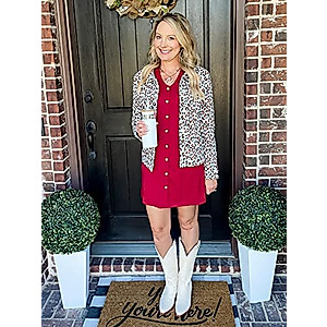 SOLERSUN Tunic Dresses with Pockets for Women, Women's Casual T-Shirt Dresses Long Sleeve Stripe Tunic Loose Swing Autumn Dress with Pockets Wine red L