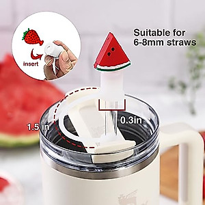 2 Pcs of Silicone Cup Boot with Straw Cover for Stanley Cup Accessories, Silicone Base Water Bottle Bottom Sleeve for 40 oz 30 oz Tumbler Hydro Flask (Watermelon and Strawberry Silicon Boot)