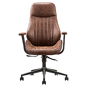 ovios Home Office Desk Chairs Ergonomic Office Chair Computer Desk Chair High Back Suede Fabric Desk Chair for Executive or Home Office (Dark Brown)