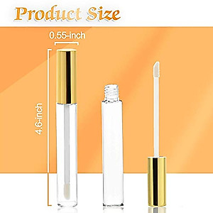 Vumdua 30 Pcs 10ml Empty Lip Gloss Tubes Containers, Refillable Lip Balm Bottles for DIY Makeup Such as Lip Samples, Homemade Lip Balm (Gold)