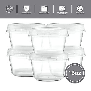 Elegant Disposables (16 Ounce 20 Pack) Clear Twist cap ContainersWith Screw on Lids Twist Top Food Storage Freezer Containers