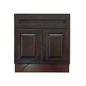 Espresso 30" Vanity Bathroom Traditional Raised Panel Shaker Door Cabinet Drawer Single Sink Base Bath Wall Faucet Vessel Vanities Kitchen Birch Wood Hardwood 30" W x 31.5" H x 21" D