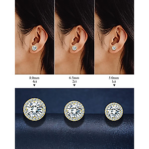 S925 Sterling Silver Moissanite Diamond Stud Earrings For Women Men, 0.5ct- 2ct D Color Vvs1 Clarity Moissanite Stud Earrings For Men Women Hypoallergenic ,4ct/Pair（2ct*2 ）, Moissanite