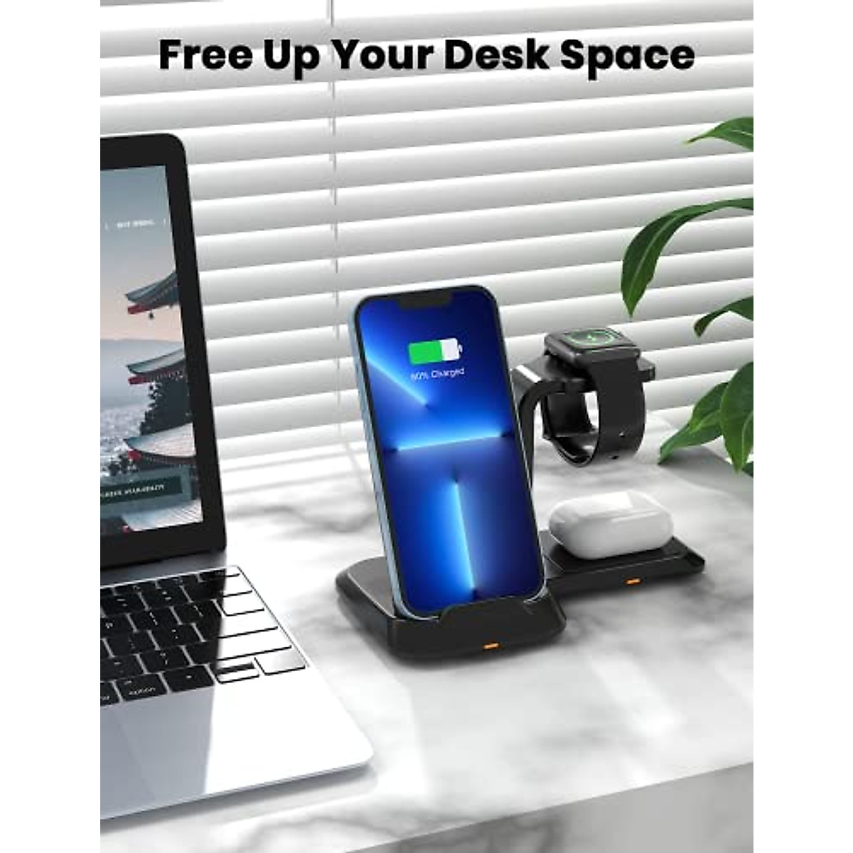 Wireless Charger，3 in 1 Wireless Charger Station for Apple iPhone/iWatch/Airpods,iPhone 14,13,12,11 (Pro, Pro Max)/XS/XR/XS/X/8(Plus),iWatch 7/6/SE/5/4/3/2,AirPods 3/2/pro