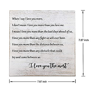 FACEINSE I Love You More The Most Vintage Wood Sign, Unique Gift for Wedding, Anniversary, Husband, Wife, Boyfriend, Girlfriend,White