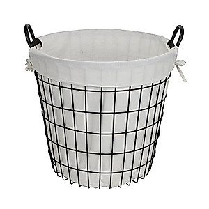 Cheung's 16S004 Lined Metal Wire Basket with Handles, Black