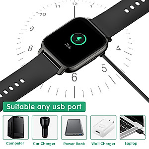 Popglory Smart Watch for Women & Men, 1.85'' Call Receive/Dial Smartwatch, Fitness Tracker with Blood Pressure/SpO2/Heart Rate Monitor, Fitness Watch with 2 Straps 3 Cables for iOS & Android Phones