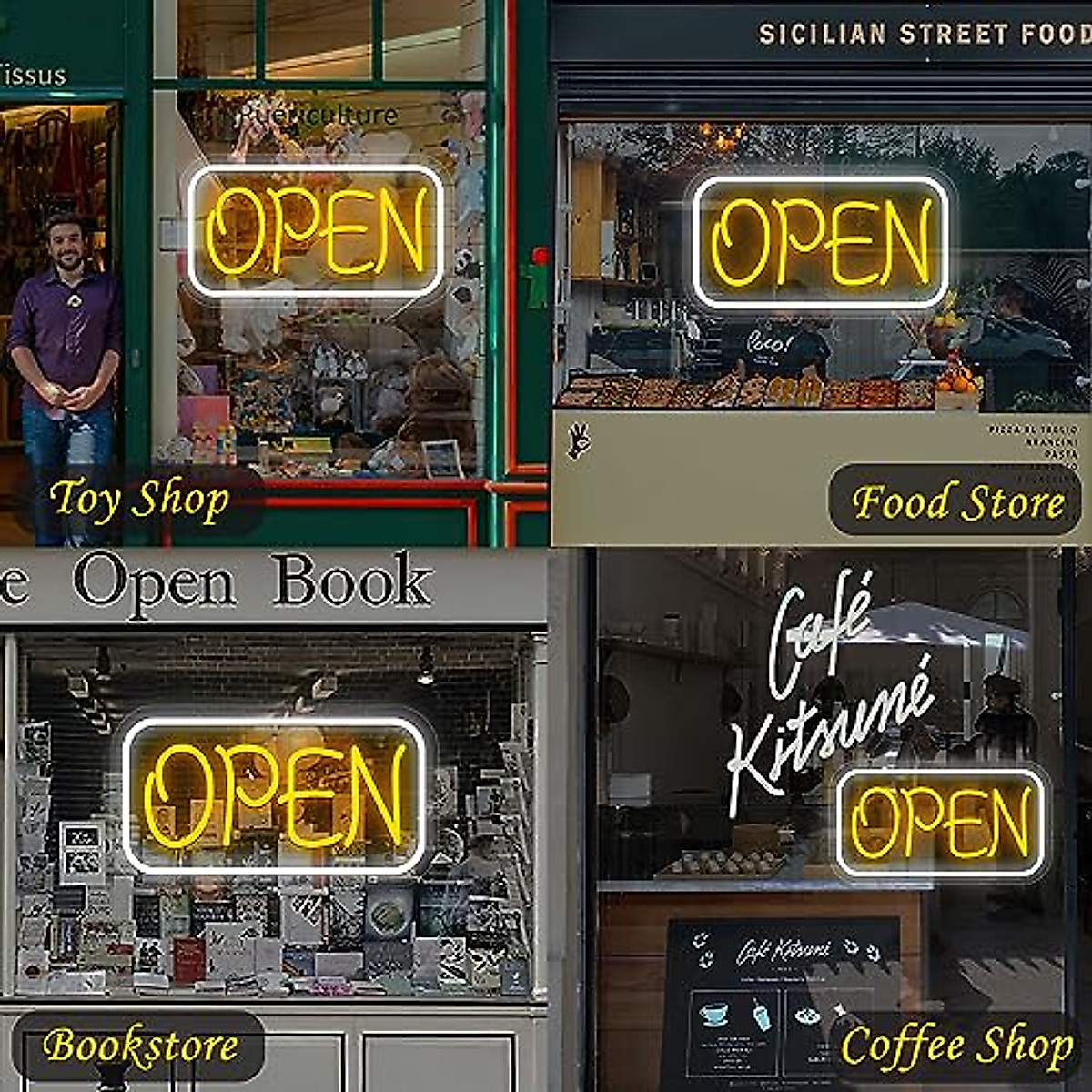 Neon Open Sign, Open Signs for Business, 16.5"x 8.4" Open Sign Led, Open Signs for Business Window With Adjustable Brightness, Open Neon Sign, Powered by USB with ON/OFF Switch