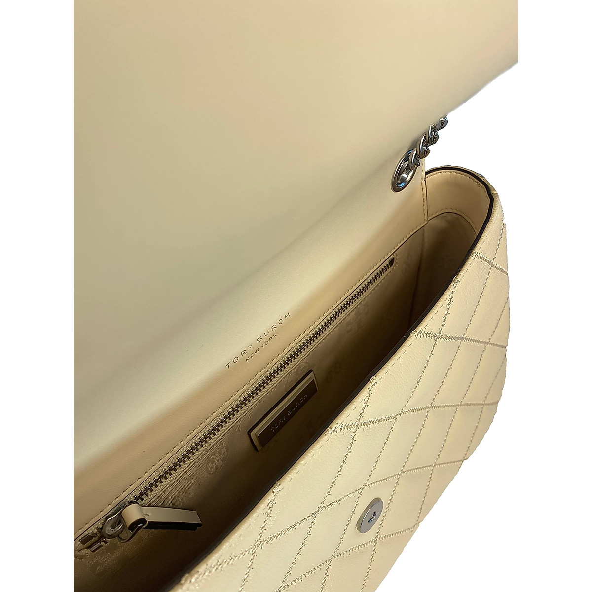 Tory Burch Willa Shoulder Bag New Cream One Size Quilted Leather Convertible Chain Strap