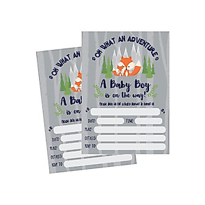50 Fill in Fox Baby Shower Invitations, Baby Shower Invitations Woodland, Custom, Rustic, Jungle, Forest, Neutral, Baby Shower Invites for Boy, Baby Shower Invite Cards, Baby Invites Printable