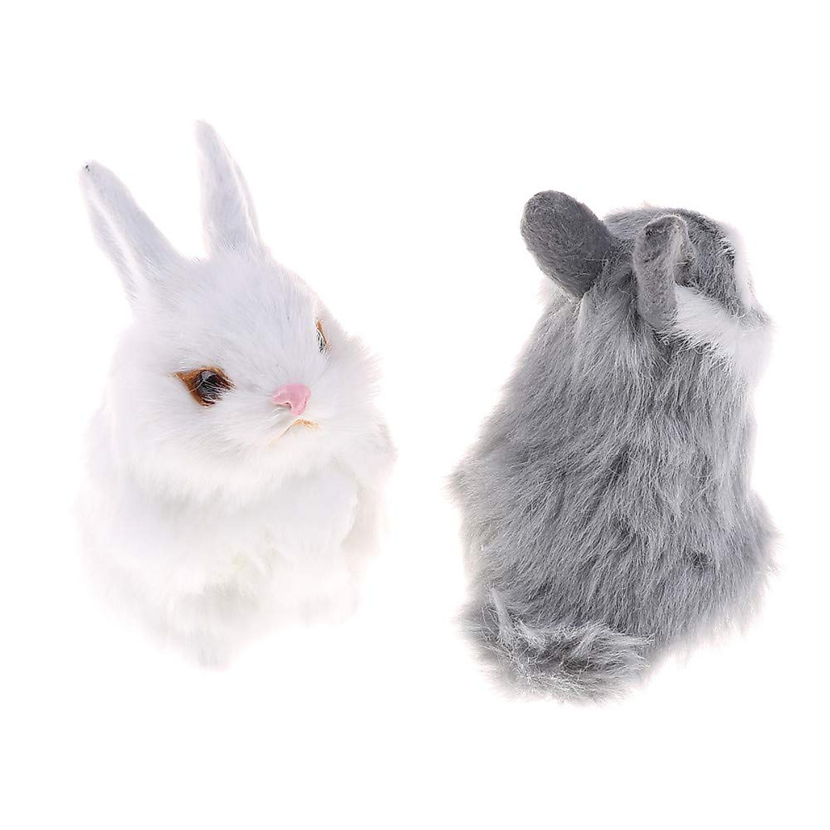 GUDVES Mini Realistic Cute Plush Rabbits Fur Lifelike Animal Easter Bunny Simulation Toy Model Gift Miniatures Decorations (Rabbit Plush Toys)