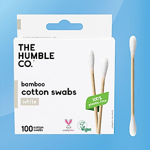 The Humble Co. Bamboo Cotton Swabs (600 count) - Cotton Swabs and Cotton Buds for Ears, Makeup, Pet Care and Cleaning (White)