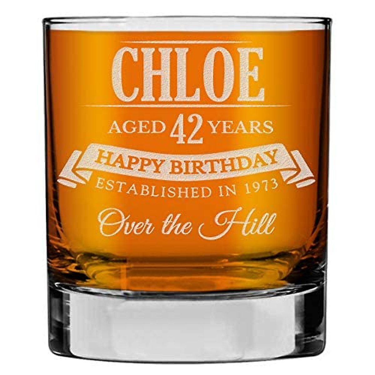Personalized Etched 11oz Whiskey Glass – Customized Gifts for Men Him, Custom Age Name Cocktail Cup, Happy 40th Birthday Gift Idea for Dad Father Brother Adult Son, Turning Years Old Bday Party, Chloe