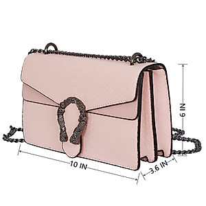 GLOD JORLEE Trendy Chain Crossbody Bags for Women - Luxury Snake-Printed Shoulder Satchel Bag Evening Clutch Purse Handbags (001-pink)