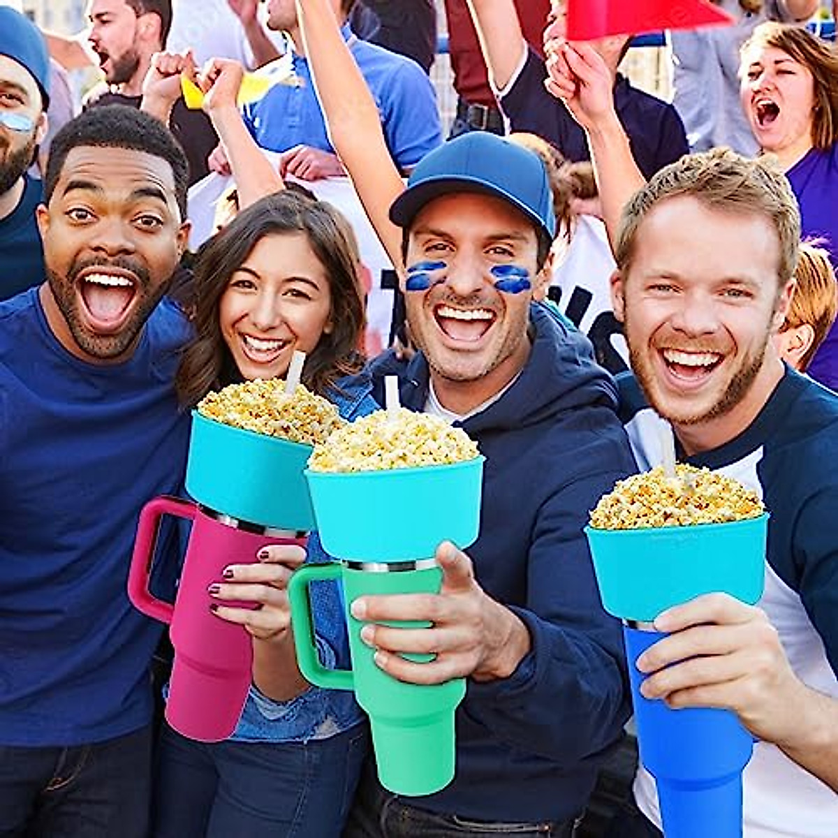 XANGNIER 40 oz Tumbler Accessories Snack Bowls with Long Silione Straw Compatible with Stanley/Simple Modern and Other Brand 40 oz Tumbler with Handle Cups(Diameter 3.4-3.6in),Bowl Tumbler Attachment