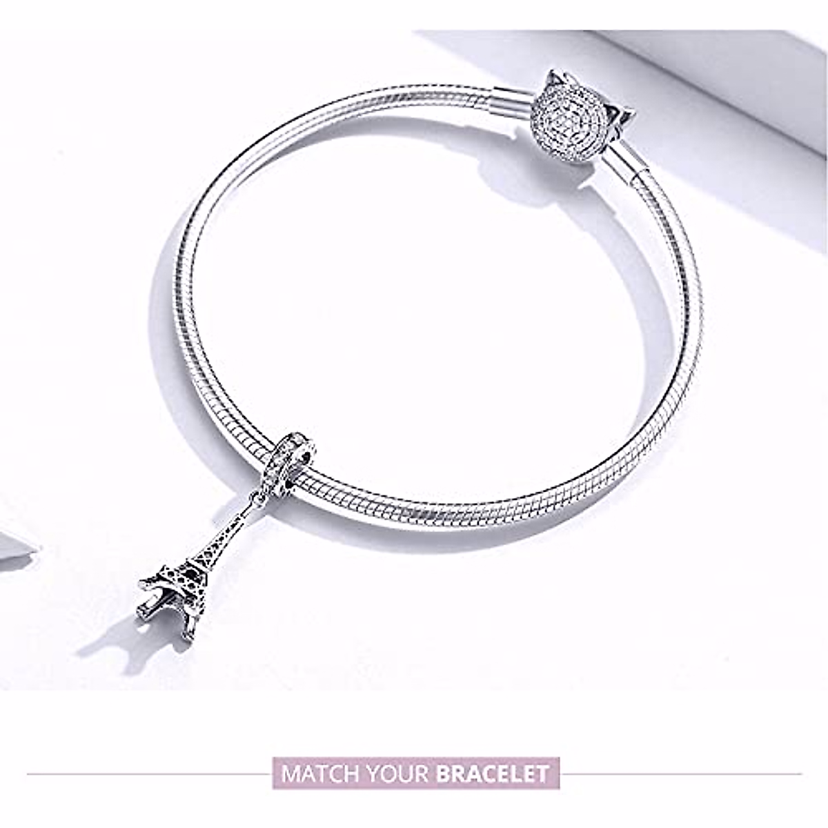 Manhe Charms Landmark Series Charm Sterling Silver Travel Charms Dangle for Pandora Bracelet (Paris Eiffel Tower Charms Pendant)