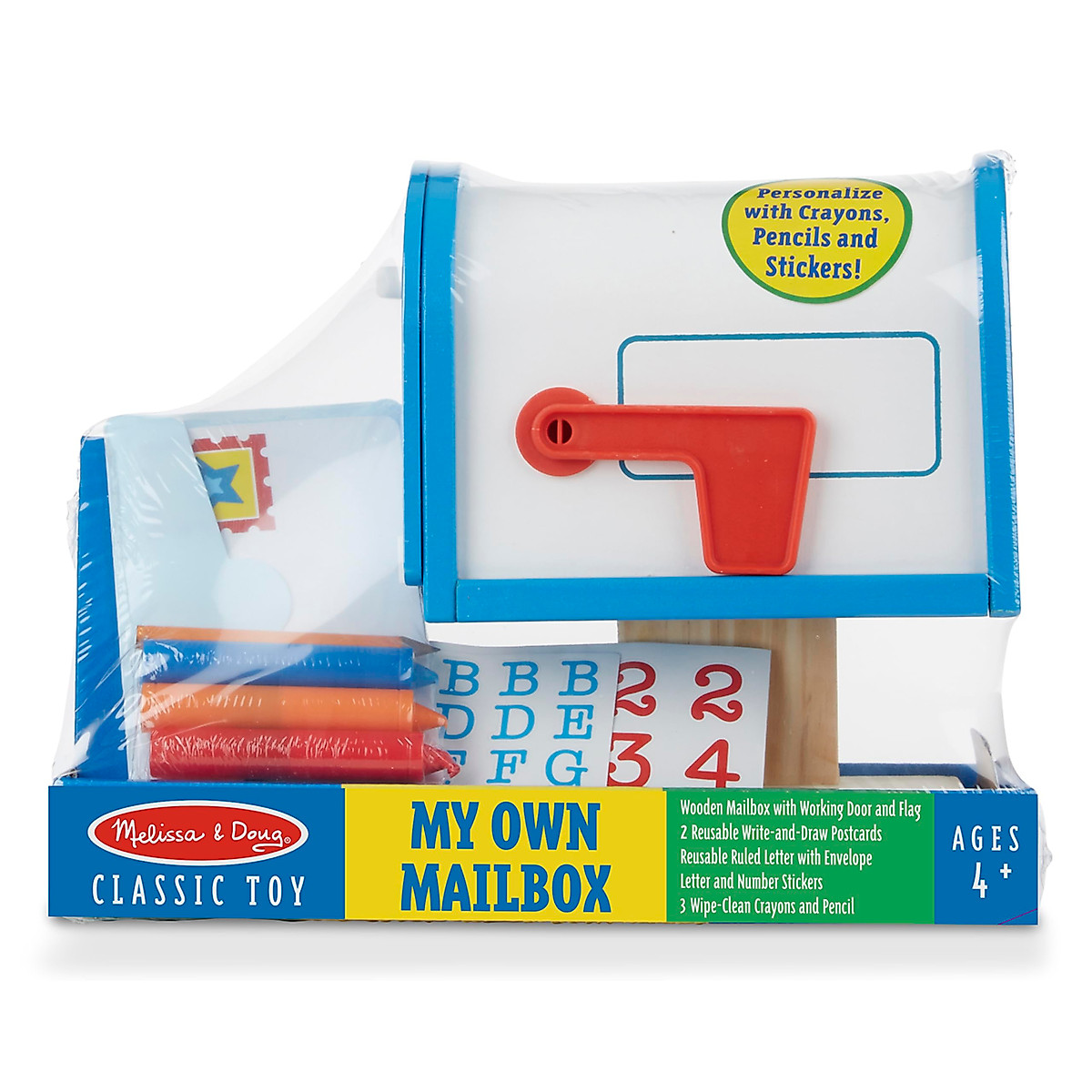 Melissa & Doug My Own Wooden Mailbox Activity Set and Educational Toy With Reusable Letters And Post Cards, Pretend Play Mailbox For Preschoolers And Kids Ages 4+