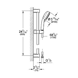 Grohe 26076002 New Tempesta Cosmopolitan 100 2 Spray Shower Rail Set, Starlight Chrome, 24 Inch