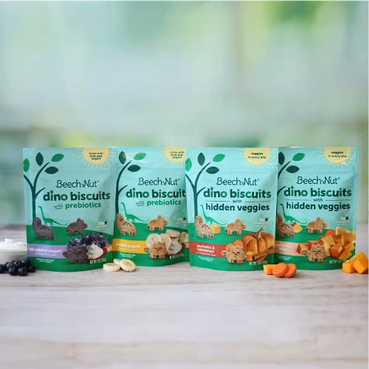 Beech-Nut Toddler Snacks, Dino Biscuits with Hidden Veggies, Pumpkin Cinnamon, Non-GMO Baked Snack for Kids, 5 oz Bag (7 Pack)