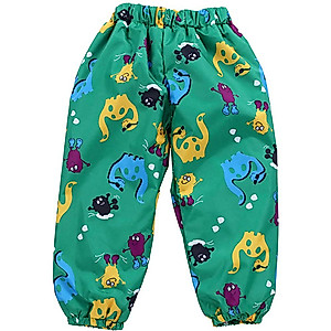 LZH Boys Waterproof Hooded Raincoat Jacket Dinosaur Coat and Pants Suit, 3T(For Age 1-2Y), Green