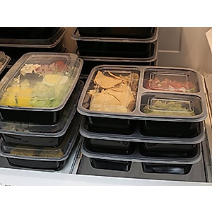 6 Pack - SimpleHouseware 3 Compartment Food Grade Meal Prep Storage Container Boxes (36 ounces)