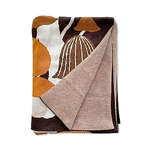 Ultra Soft Warm Lightweight Cotton Blend Knit Mushroom Blanket Mix Mashrooms Botanical Design Flannel Throw for Home Decor Sofa Couch Living Room and Bedroom Plant Lovers Gift