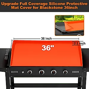 36 inch Blackstone Griddle Cover Silicone Griddle Mat Blackstone Accessories Heavy Duty Food-Grade Silicone Mats - Protect Griddle from Rust Rodents Debris Full edge