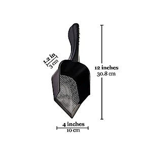 SunGrow Reptile Litter Scoop, Pointed Edge, for Cat & Chicken Coop, Right-Angled Wide and Deep Shovel, Black, 1 Pc per Pack