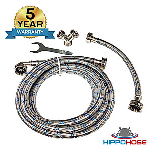 LONG Steam Dryer Hose Install Kit (12 FT) - OCTAGON Connections for Easy & Secure Tightening - Universal Fit to All Steam Dryers - Stainless Steel - Burst Proof Steam Dryer Water Line