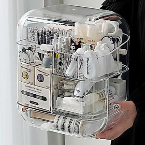 WEAREZ Multifunctional Desktop Pen Organizer,Acrylic Table Organiser With Drawer,Multifunctional Desk Organiser With Cover,Pen Holder For School,Office,Home