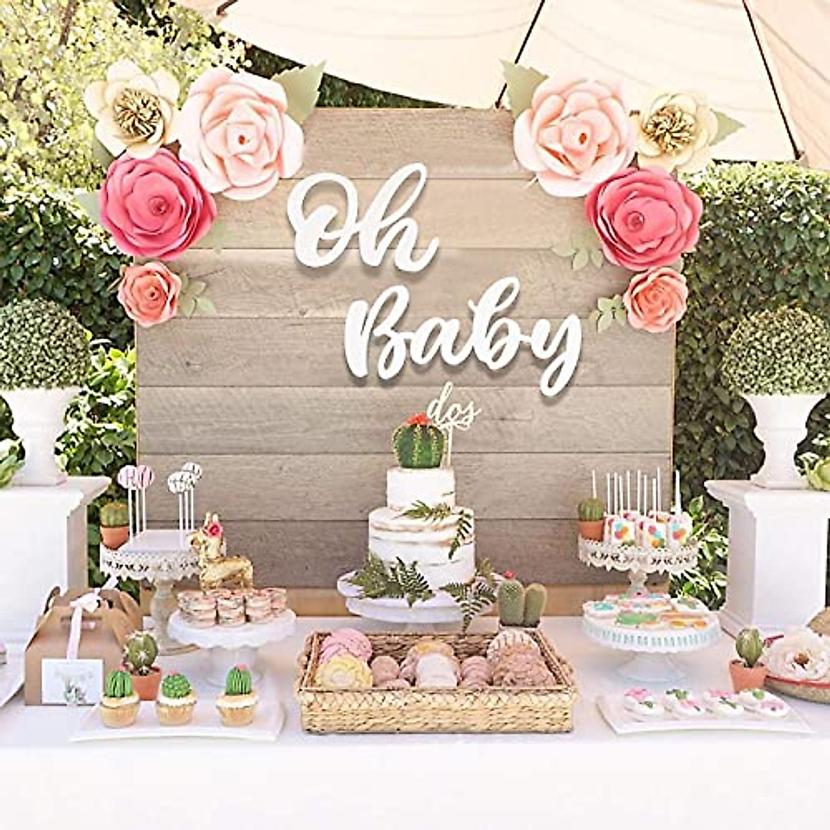 Wood White Baby Sign Baby Shower Banner for 1st Birthday Backdrop, Baby Party Sign Wooden Cutout Nursery Decor, Baby Party Banner Event Decorations for Gender Reveal Backdrop,Baby Announcements