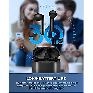Wireless Earbuds, Bluetooth Headphones with Microphone, IPX7 Waterproof, 35H Playtime, High-Fidelity Stereo Earphones,with Wireless Charging Case, for iOS/Android,Running/Fitness/Work - Black