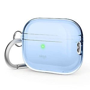 elago Compatible with AirPods Pro 2nd Generation Case Clear - Compatible with AirPods Pro 2 Case, Protective Case with Keychain, Transparent, Wireless Charging, Reduced Yellowing [Aqua Blue]