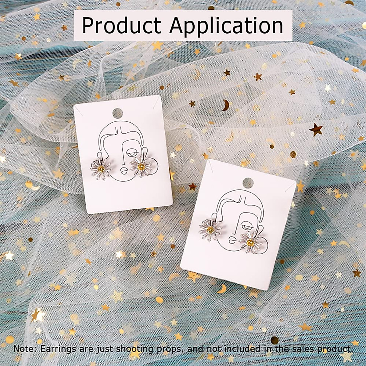 100Pcs 1.8" x 2.4" Inch White Hanging Earring Cards Earring Card Holder, Paper Earring Display Cards for Ear Studs, Velvet Display Earring Card Holder for Jewelry Accessory Display-2