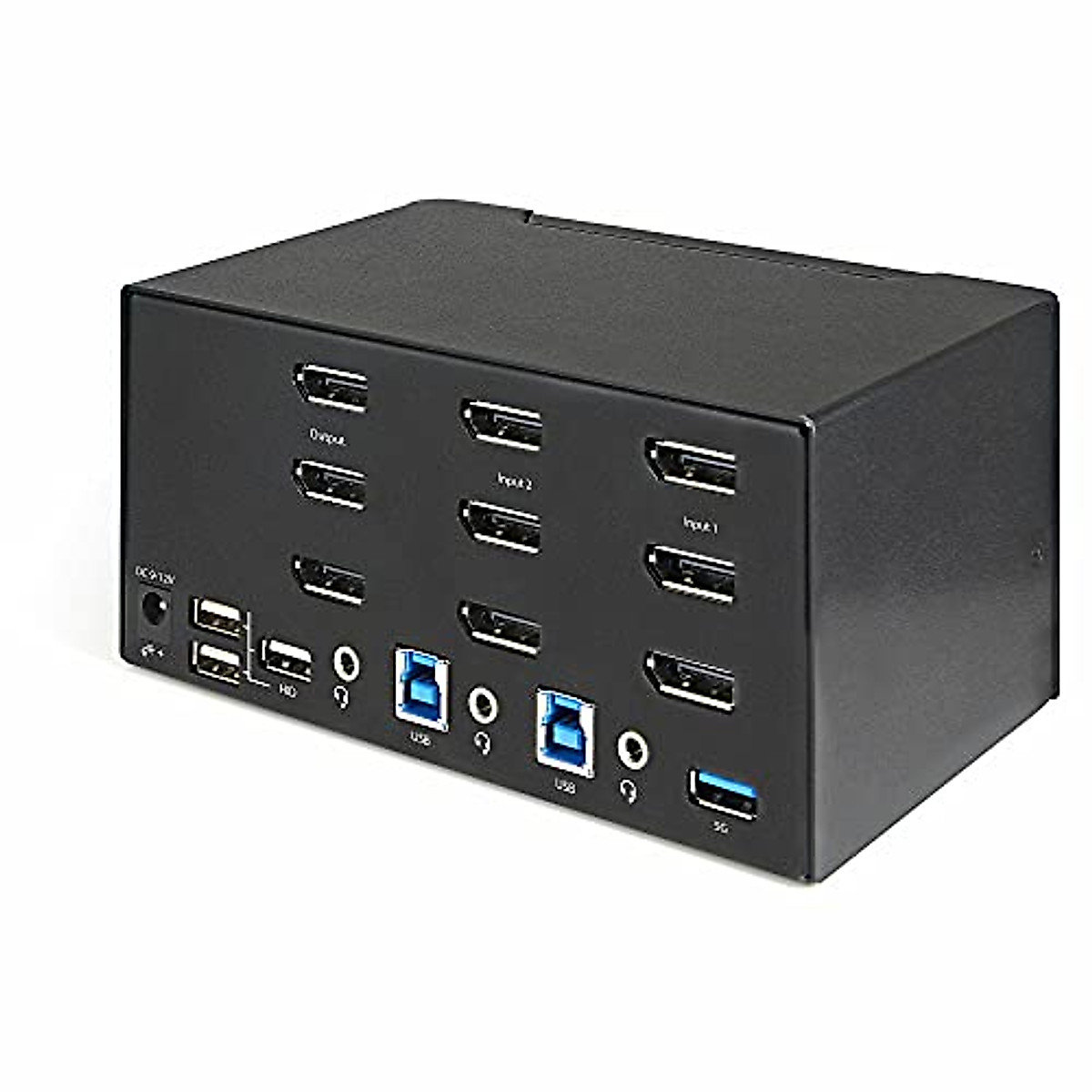StarTech.com 2 Port Triple Monitor DisplayPort KVM Switch - 4K 60Hz UHD HDR - Desktop DP 1.2 KVM with 2 Port USB 3.0 Hub (5Gbps) & 4X USB 2.0 HID Ports, Audio - Hotkey Switching - TAA (SV231TDPU34K)